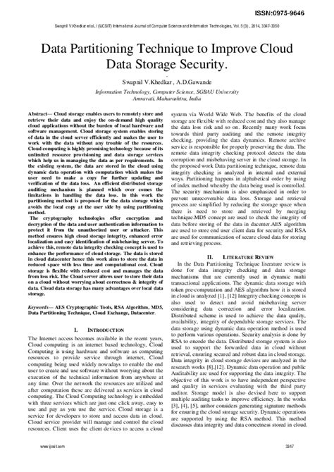 Pdf Data Partitioning Technique To Improve Cloud Data Storage Security