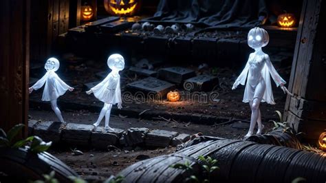 Exploring Ghostly Whispers Amid The Jack O Lantern Glow In The Haunted