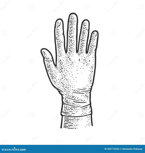 Hand In Medical Glove Sketch Vector Illustration Stock Vector