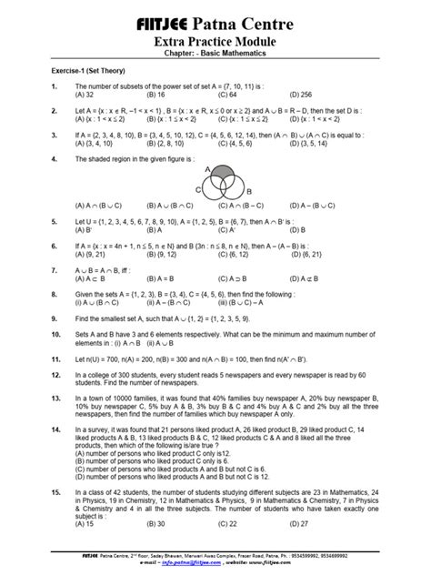 Fiitjee Extra Practice Module Basic Mathematics Pdf Arithmetic Mathematical Analysis