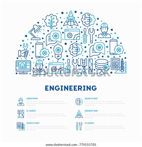 Engineering Concept Half Circle Thin Line Stock Vector Royalty Free