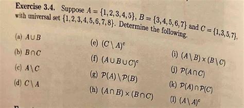 Solved Exercise 3 4 Suppose A {1 2 3 4 5} B {3 4 5 6 7} And