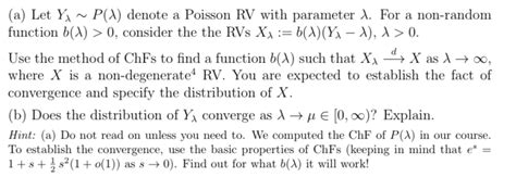 Solved A Let Ya ~ Pλ Denote A Poisson Rv With Parameter