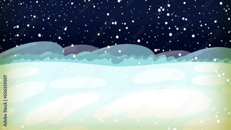Simple Winter Landscape With Snow Falling Happy Cartoon Animation