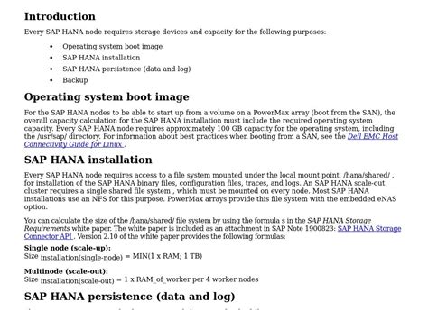 Sap Hana Capacity Requirements Dell Validated Design For Sap Hana Tdi With Dell Powermax 2000