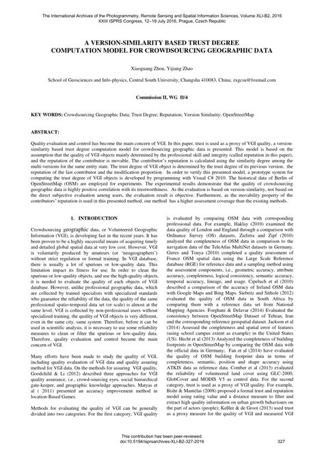 Pdf A Version Similarity Based Trust Degree Computation Model For Crowdsourcing Geographic Data