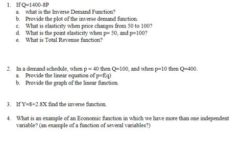 Solved 1 If Q 14008P A What Is The Inverse Demand Chegg Com
