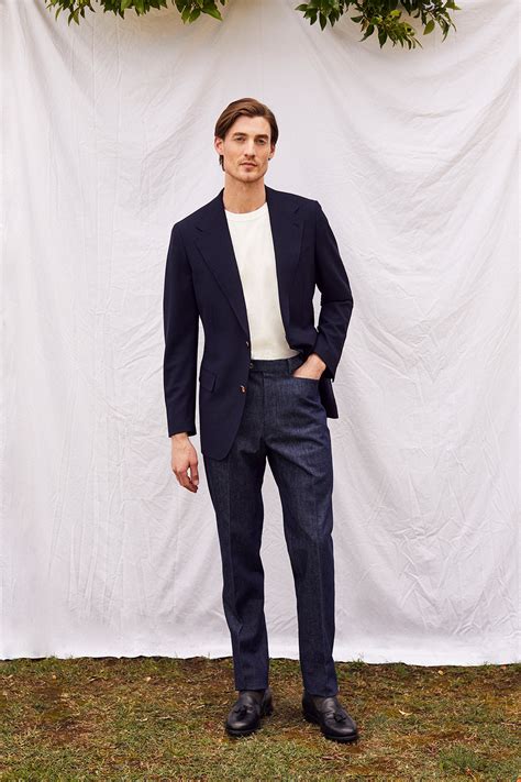 Navy Mock Lino Single Breasted Jacket And Navy Twill Flat Front Frogmo
