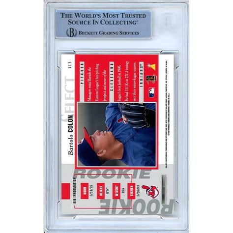 Bartolo Colon Signed 1997 Pinnacle Select Trading Card Beckett Bas