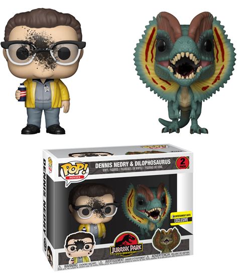 Jurassic Park Dennis Nedry And Dilophosaurus Goo Splattered Pop Vinyl