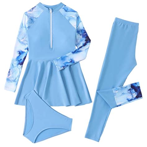 Bovxnpu Girls Swimwear Sets Girls Tankini Swimwear Graphic Long Sleeve