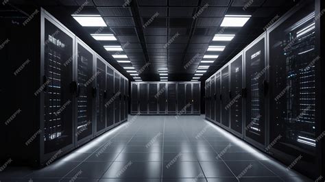 Hightech Data Center With Rows Of Server Racks Modern Technology Scene Realistic Illustration