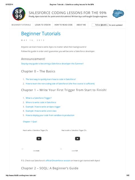 Beginner Tutorials Salesforce Coding Lessons For The 99 Pdf