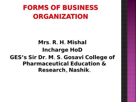 Forms Of Business Organization Pptx