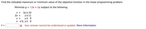 Solved Find The Indicated Maximum Or Minimum Value Of The Chegg