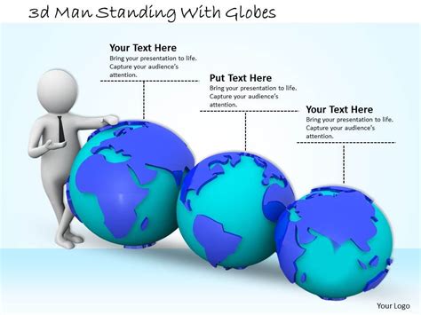 D Man Standing With Globes Ppt Graphics Icons Powerpoint PowerPoint Slides Diagrams Themes