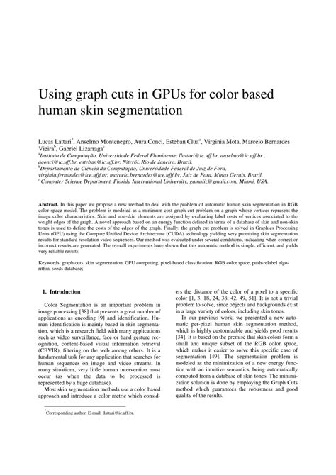 Pdf Using Graph Cuts In Gpus For Color Based Human Skin Segmentation Integrated Computer