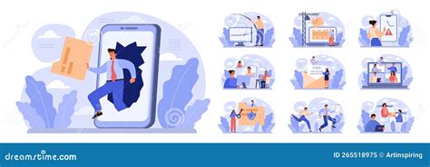 Data Theft Concept Set Cyber Attack Hacker Stealing Personal Data Stock Vector Illustration