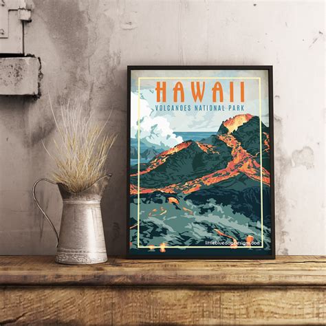 Hawaii Volcanoes National Park Vintage Travel Poster Etsy