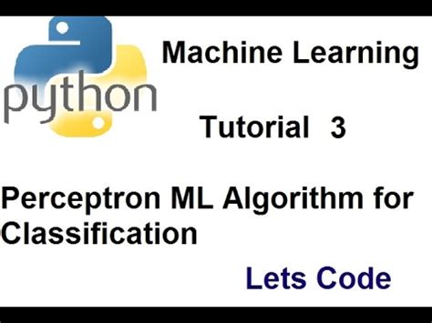 Perceptron Classification Algorithm In Python Part 3 YouTube