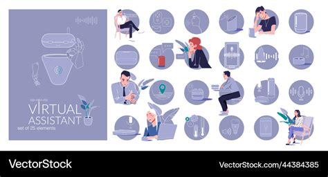 Virtual Assistant Icon Set Royalty Free Vector Image