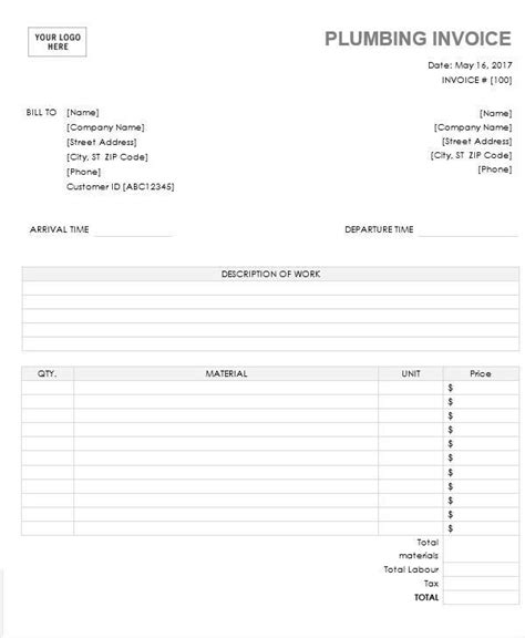 Free 8 Plumbing Invoices In Ms Word Pdf