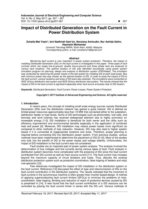 Pdf Impact Of Distributed Generation On The Fault Current In Power