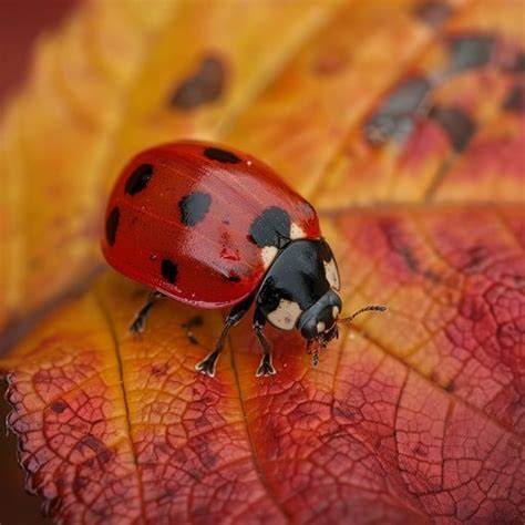 Free Ladybug On Leaf Photo Ladybug Leaf Red Download At Stockcake
