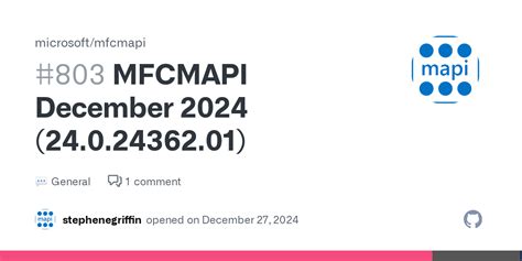 Mfcmapi December 2024 24 0 24362 01 · Microsoft Mfcmapi · Discussion 803 · Github