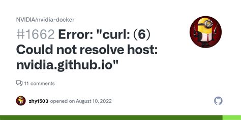 Error Curl 6 Could Not Resolve Host Nvidia Github Io Issue