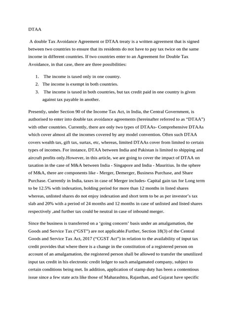 Dtaa Pdf Tax Treaty Taxes