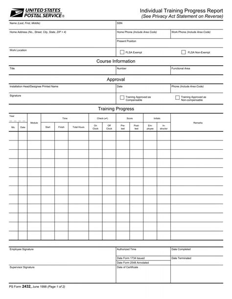 Ps 2432 Individual Training Progress Report Nalc Branch 78