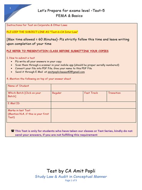 Test Series 6 Fema And Basics Pdf Reserve Bank Of India Banks