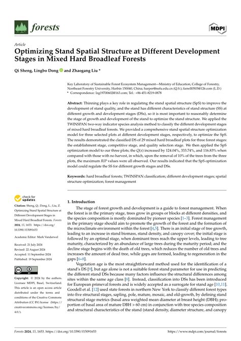 Pdf Optimizing Stand Spatial Structure At Different Development Stages In Mixed Hard Broadleaf