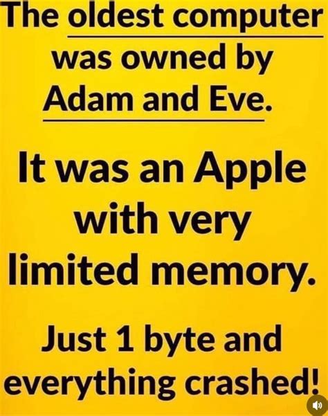 The Oldest Computer Was Owned By Adam And Eve It Was An Apple With