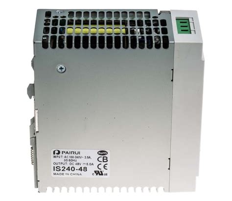 RS PRO RS PRO Switched Mode DIN Rail Power Supply V Ac V Dc Dc Output A Output W