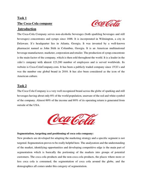 Assignment Coca Cola Pdf Coca Cola The Coca Cola Company