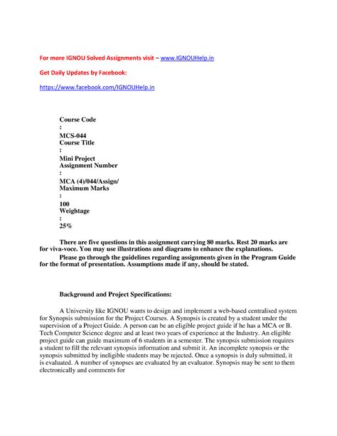 Mcs 044 Solved Assignments For More Ignou Solved Assignments Visit Ignouhelp Get Daily