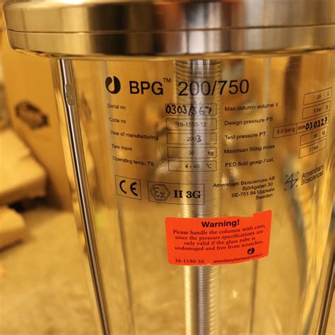 Lot Of 2 Cytiva Ge Bpg Glass Chromatography Columns 24l 200 750