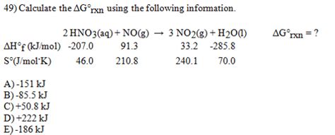 Solved Calculate the ΔGnn using the following Chegg