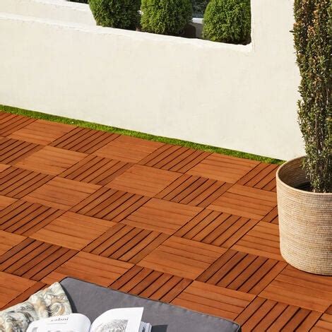 Casaria Set Baldosas De Madera De Acacia Eucalipto Losas De Terraza