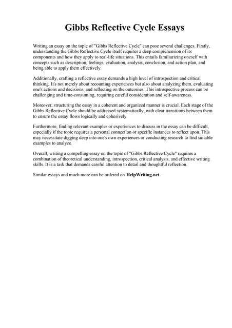 Gibbs Reflective Cycle Essays Pdf