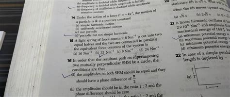 21 A Linear Harmonic Oscillator Of For 2 Times 10 6 Mathrm Nm 1 A