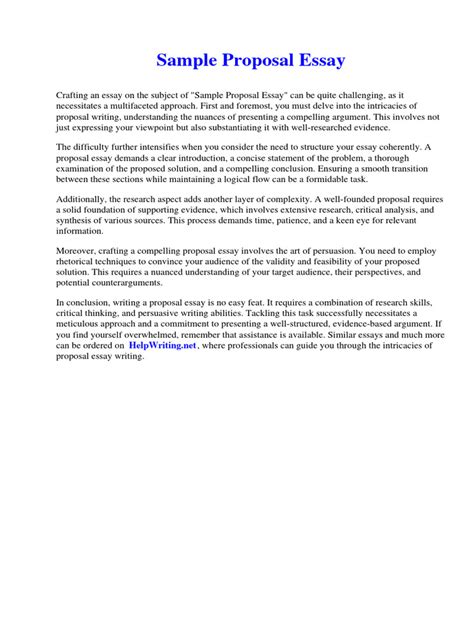Sample Proposal Essay Download Free Pdf Essays