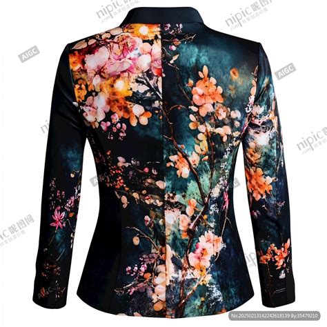 AI创作图缎钉绫花卉纹皮边女冬 四季花卉暗花缎夹褂 女装手绘花文化中式风 香云纱数码印花 牡丹图案服装 妆花缎夹短上衣 梅花衣服花纹 织锦女