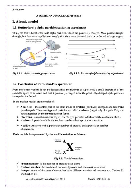 Atomic And Nuclear Physics Atomic And Nuclear Physics 1 Atomic Model 1 Rutherfords Alpha