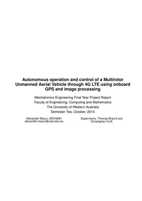 Pdf Autonomous Operation And Control Of A Multirotor Unmanned Aerial Vehicle Through Robotics