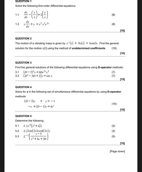 Solved Question 1solve The Following First Order