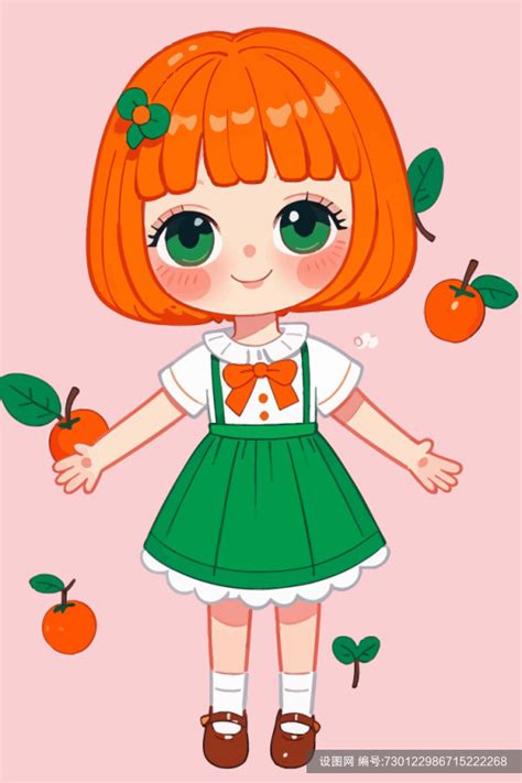 橙色头发的可爱女孩ai下载编号730122986715222268 设图网