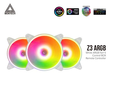 Montech Z3 ARGB Case Fan 3 In 1 With Remote Controller 120mm RGB Addressable Dual Lighting